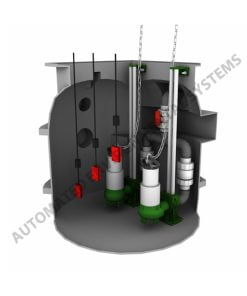 1 Metre Diameter Sewage Pumping Station with Dual Guide Rails - AES
