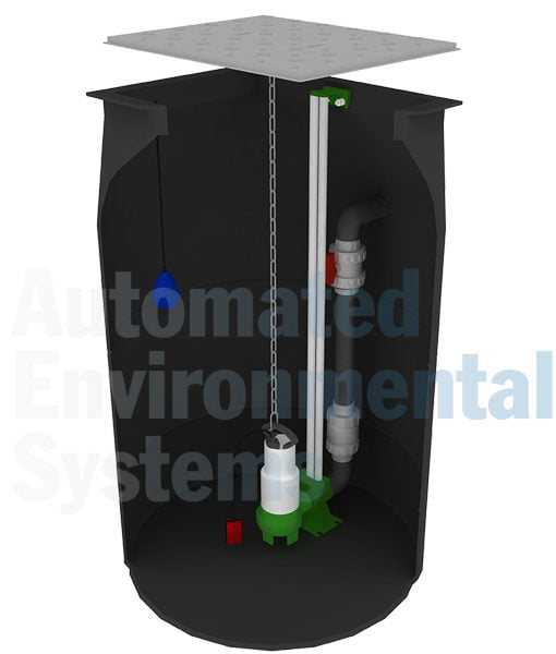 1 Metre Diameter Pumping Station with Single Guide Rail - AES