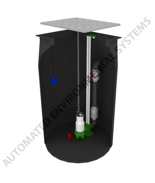 1 Metre Diameter Pumping Station with Single Guide Rail - AES