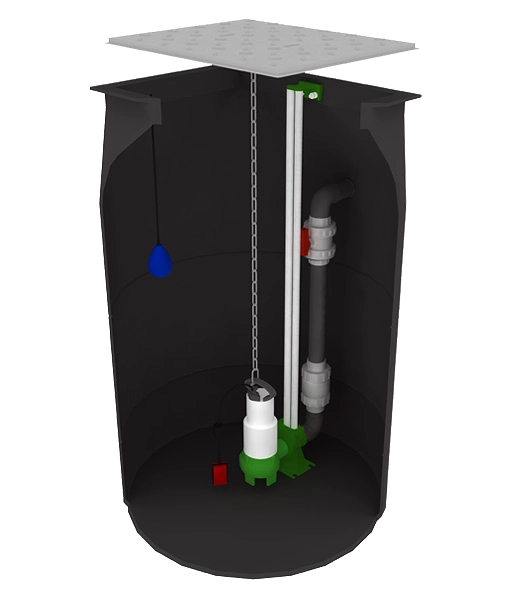 1 Metre Diameter Pumping Station with Single Guide Rail | Automated ...