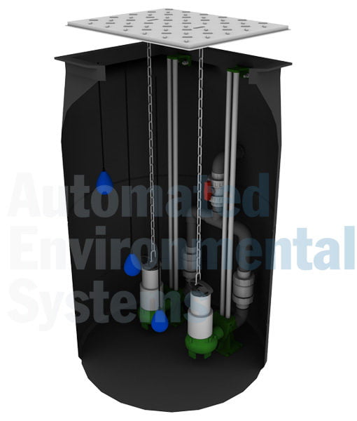 1 Metre Diameter Sewage Pumping Station with Dual Guide Rails - AES