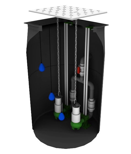 1 Metre Diameter Pumping Station with Dual Guide Rails | Automated ...